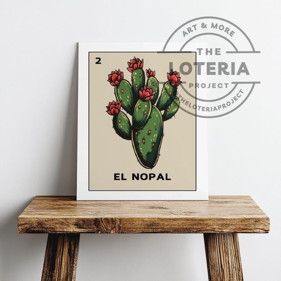 TheLoteriaProject | Art | El Nopal Art Print With Red And Green Accents ...